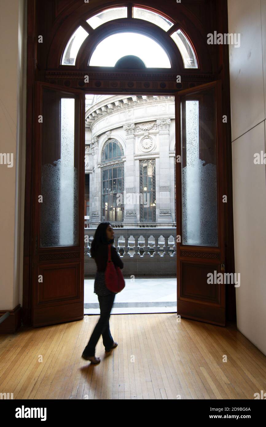 Mexico City, Mexico - 2020: A tourist walks towards a door at Museo ...