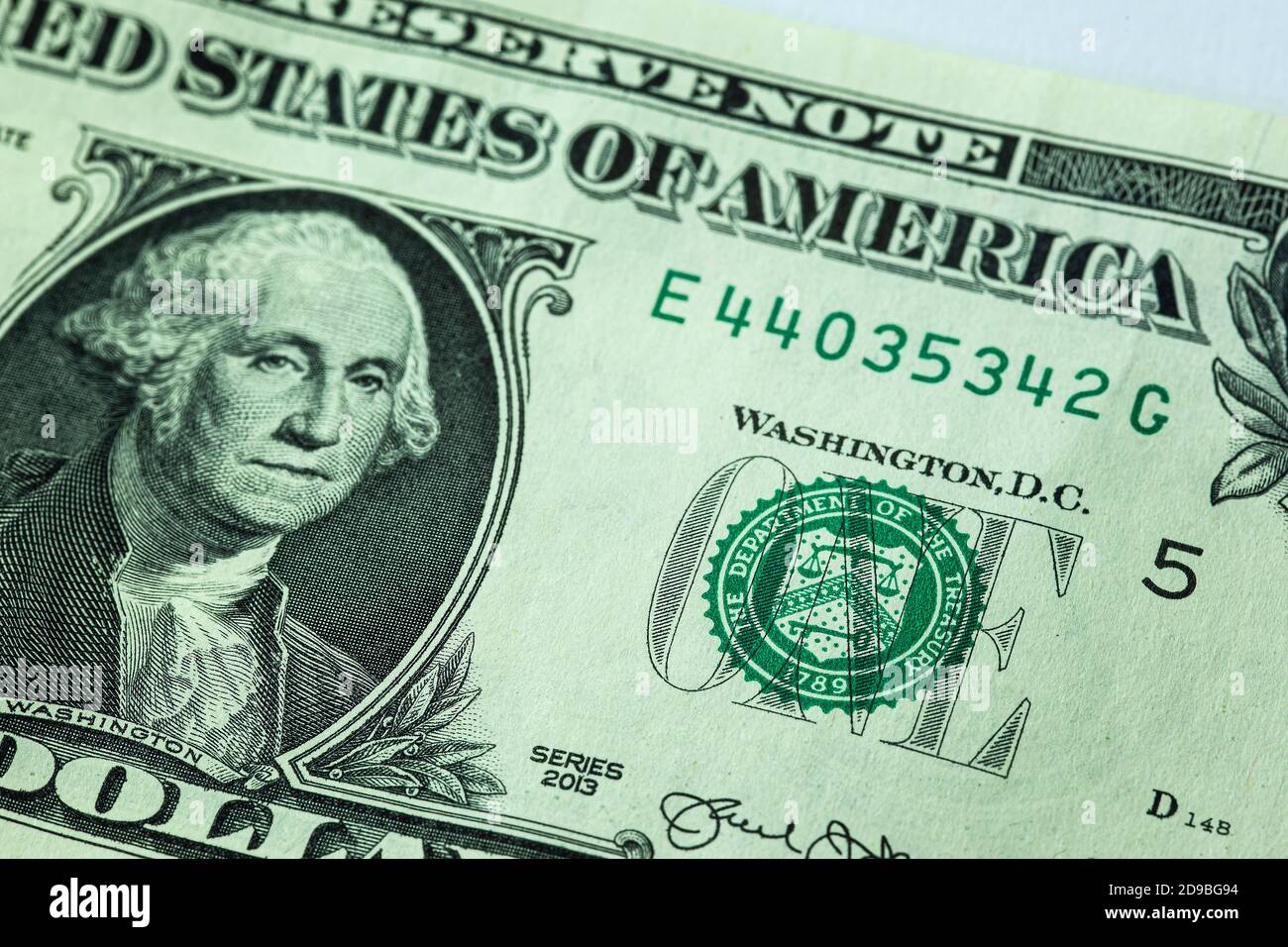 One dollar bill macro detail of front side Stock Photo - Alamy