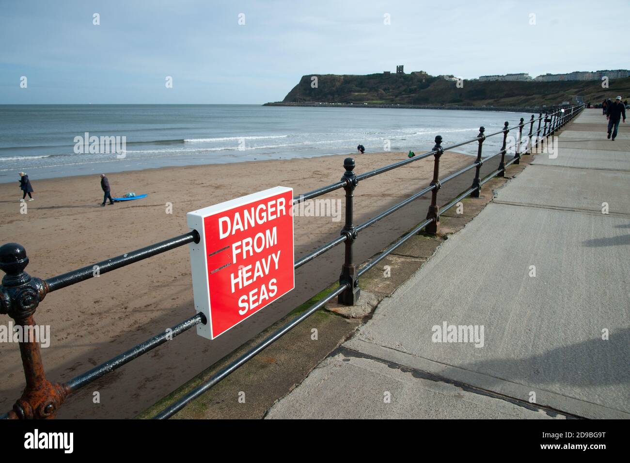 "Danger from Heavy Seas" sign at Scarborough North Bay, Yorkshire ...
