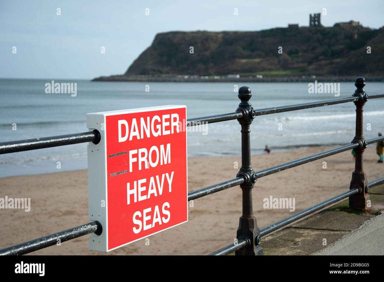 "Danger from Heavy Seas" sign at Scarborough North Bay, Yorkshire ...