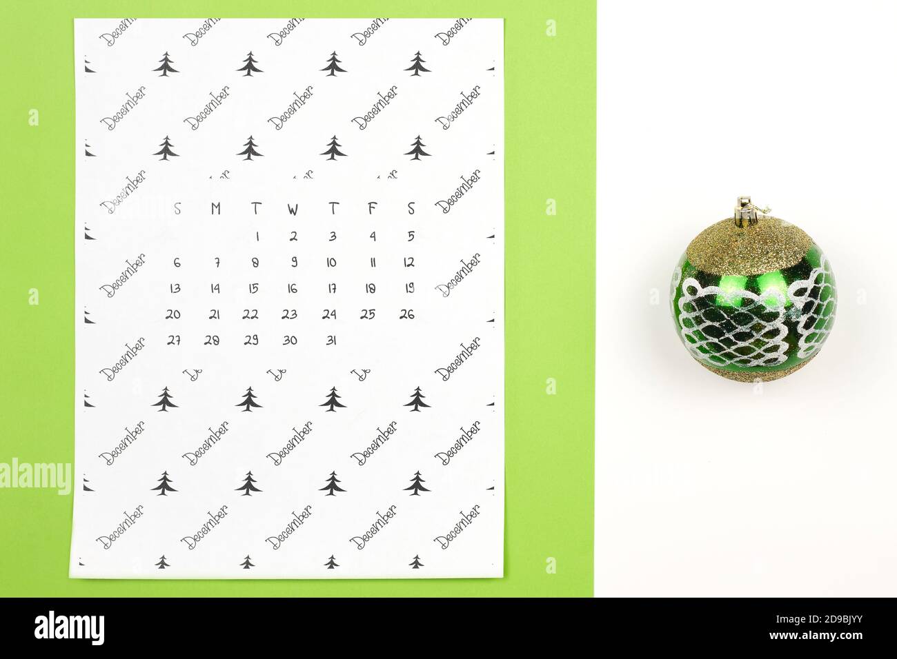 Monthly December calendar on bright colorful background. December paper ...