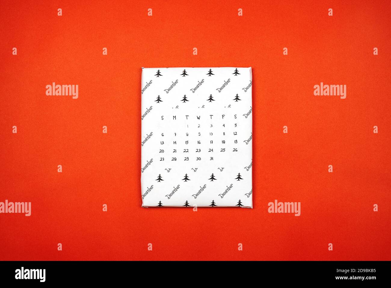 Monthly December calendar on bright colorful background. December paper ...