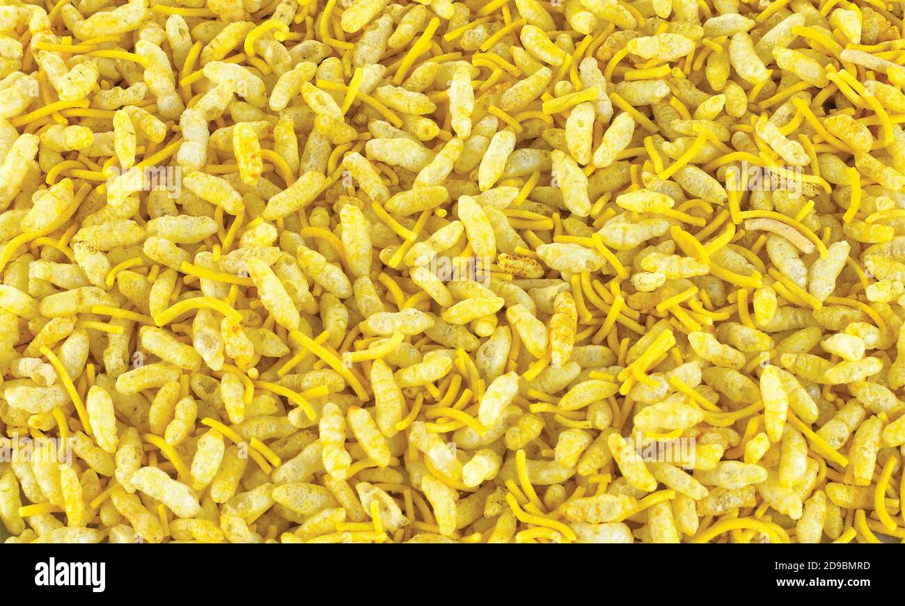 Sev Mamra Garlic, Salted & spices is an Indian snack. It is a mixture ...