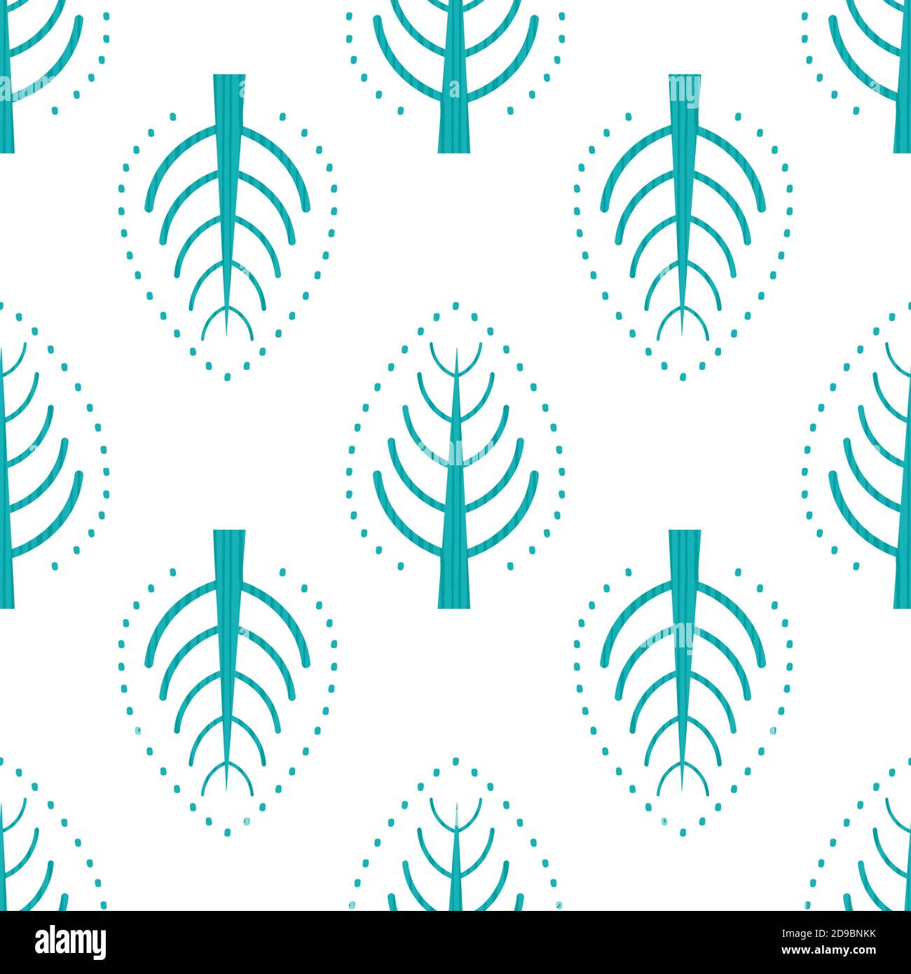 Blue white trees folk art seamless vector pattern background. Modern ...
