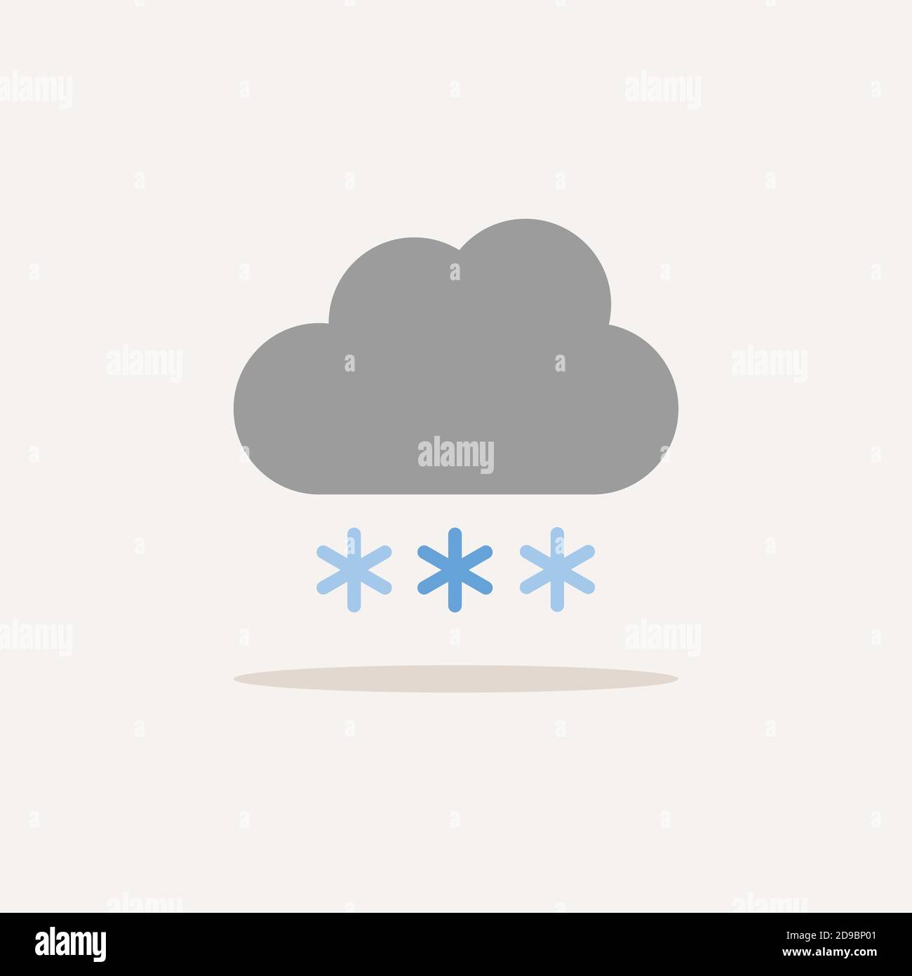 Cloud and snow. Color icon with shadow. Weather glyph vector ...
