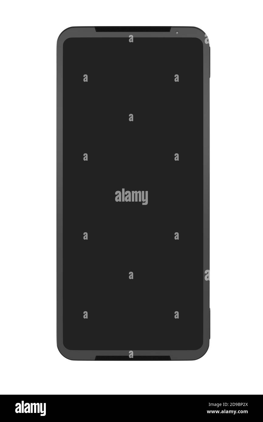 Front view of black smartphone with empty screen, concept of mobile ...