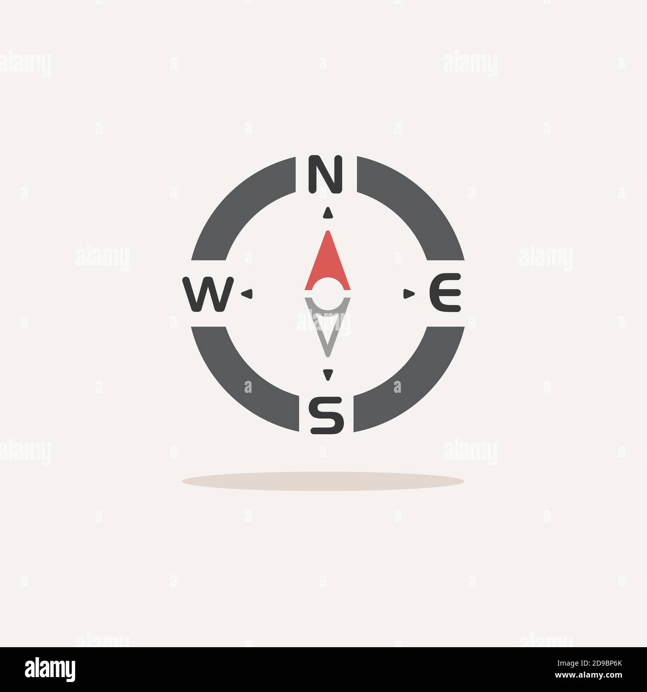 Compass. North direction. Color icon with shadow. Weather glyph vector ...