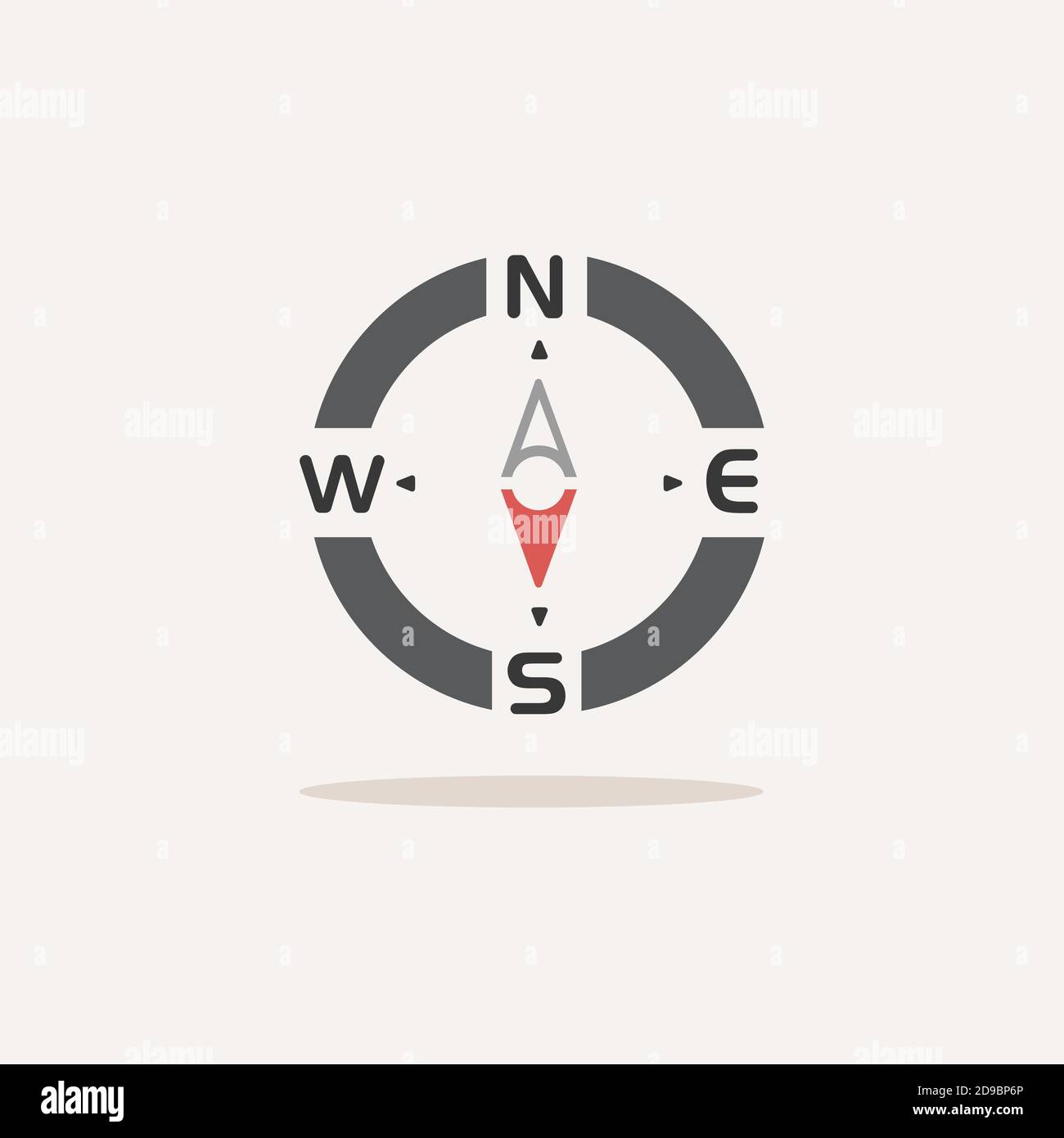 Compass. South direction. Color icon with shadow. Weather glyph vector ...