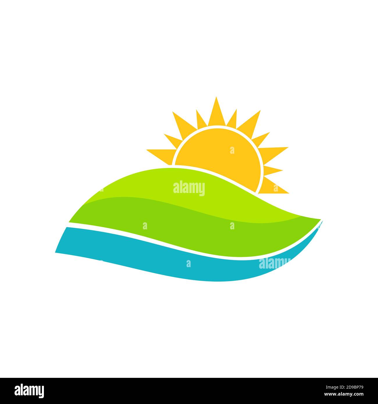 Sun and hill landscape symbol. Vector illustration Stock Vector Image ...