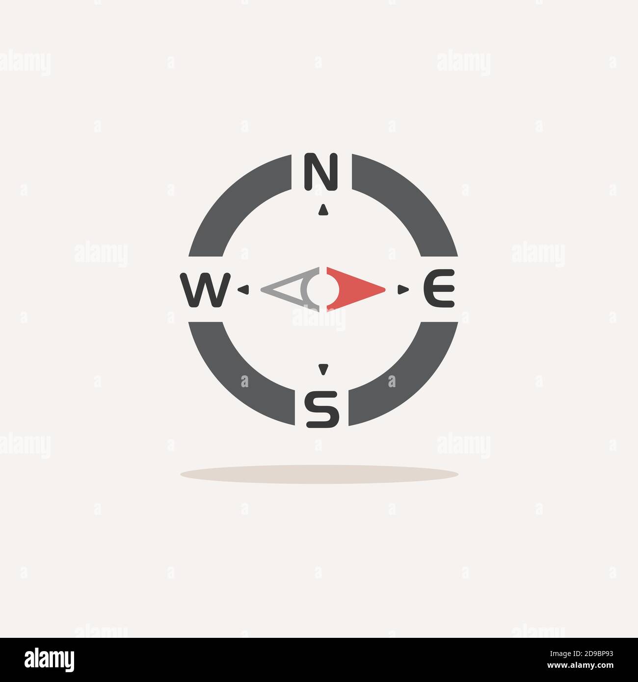 Compass. East direction. Color icon with shadow. Weather glyph vector ...