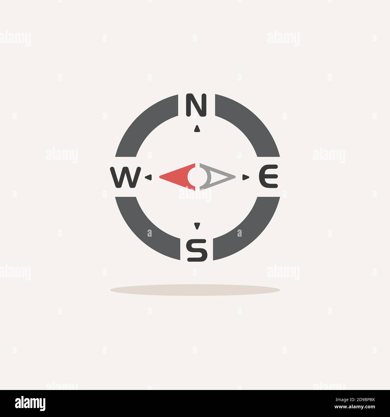 Compass west direction. Color icon with shadow. Weather glyph vector ...