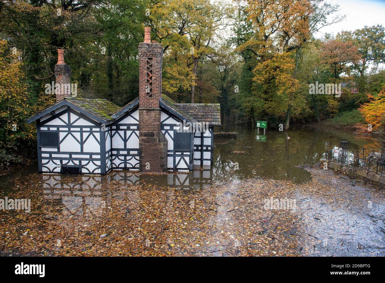 Ackhurst Lodge in Astley Park, Chorley, Lancashire showing floods ...