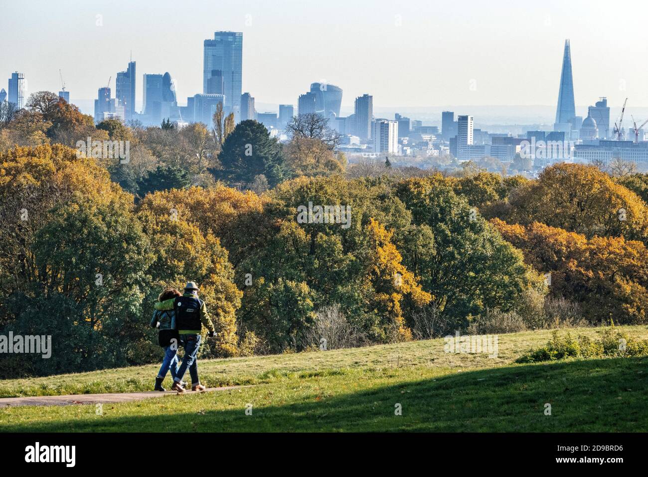 People enjoying Hampstead Heath in Autumn Stock Photo - Alamy