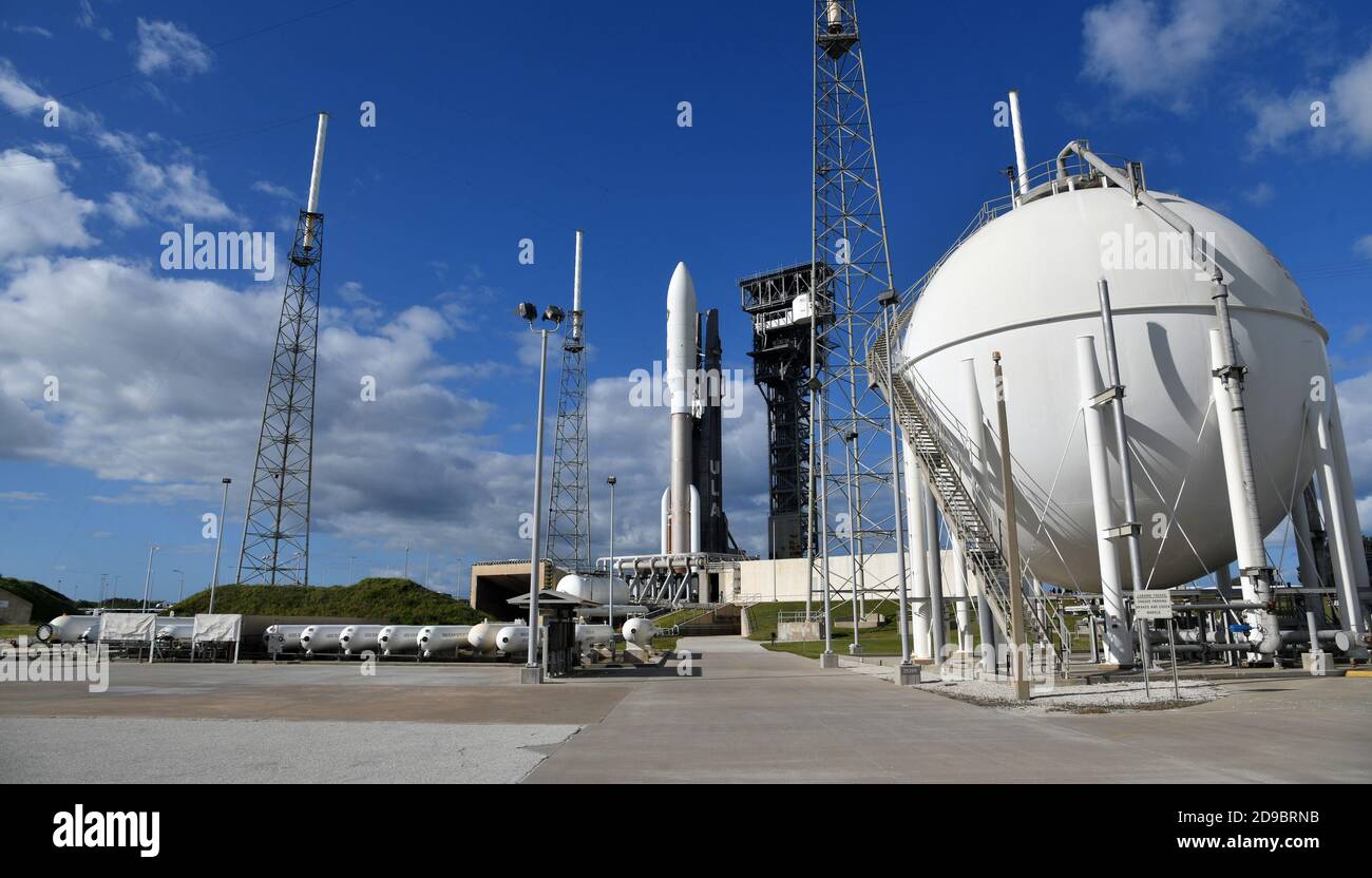 A United Launch Alliance (ULA) Atlas V rocket is being prepared for ...