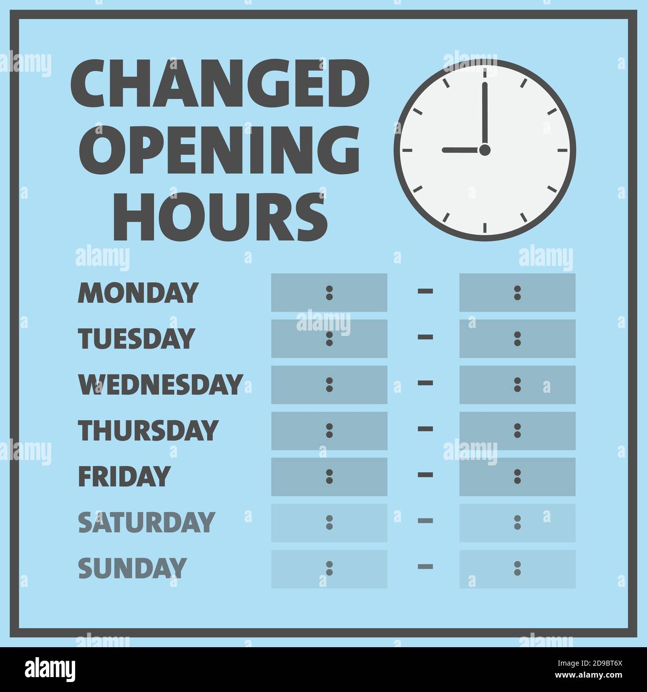 Changed opening hours Stock Vector Images - Alamy