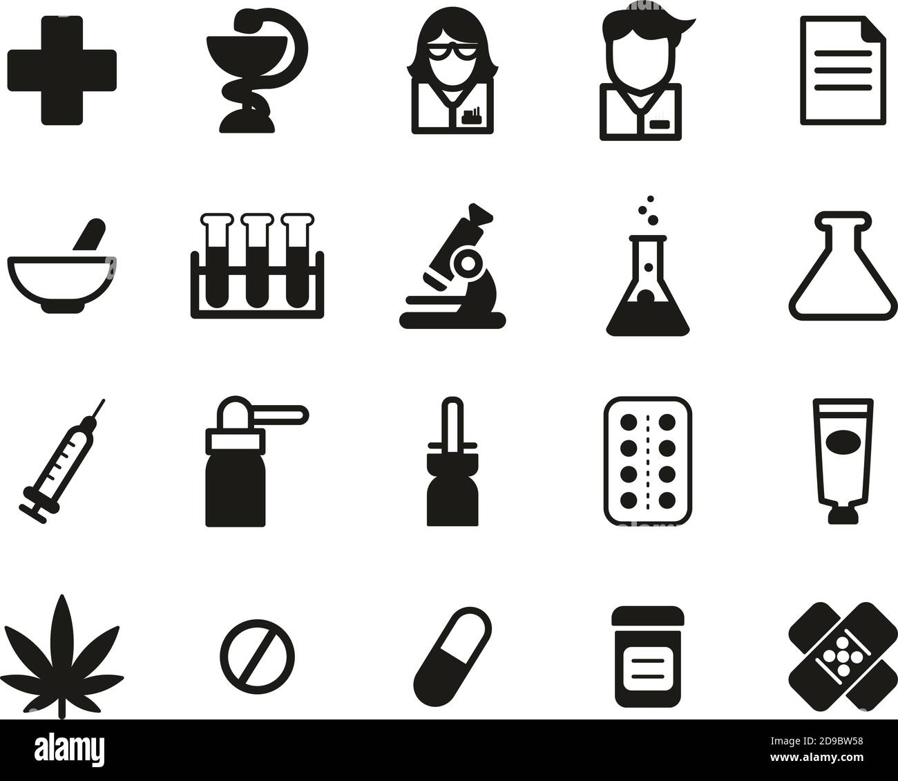 Pharmacy Or Drugstore Icons Black & White Set Big Stock Vector Image ...