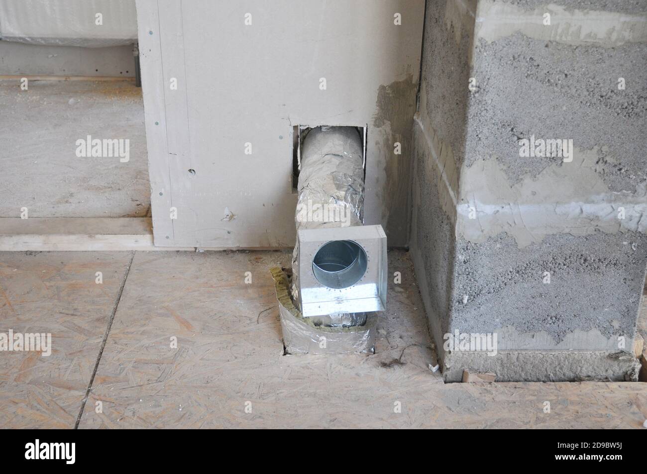 Interior house ventilation pipe installation Stock Photo - Alamy