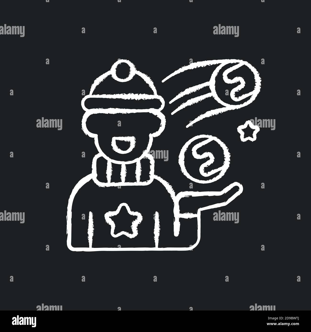 Snowball fight chalk white icon on black background Stock Vector Image ...