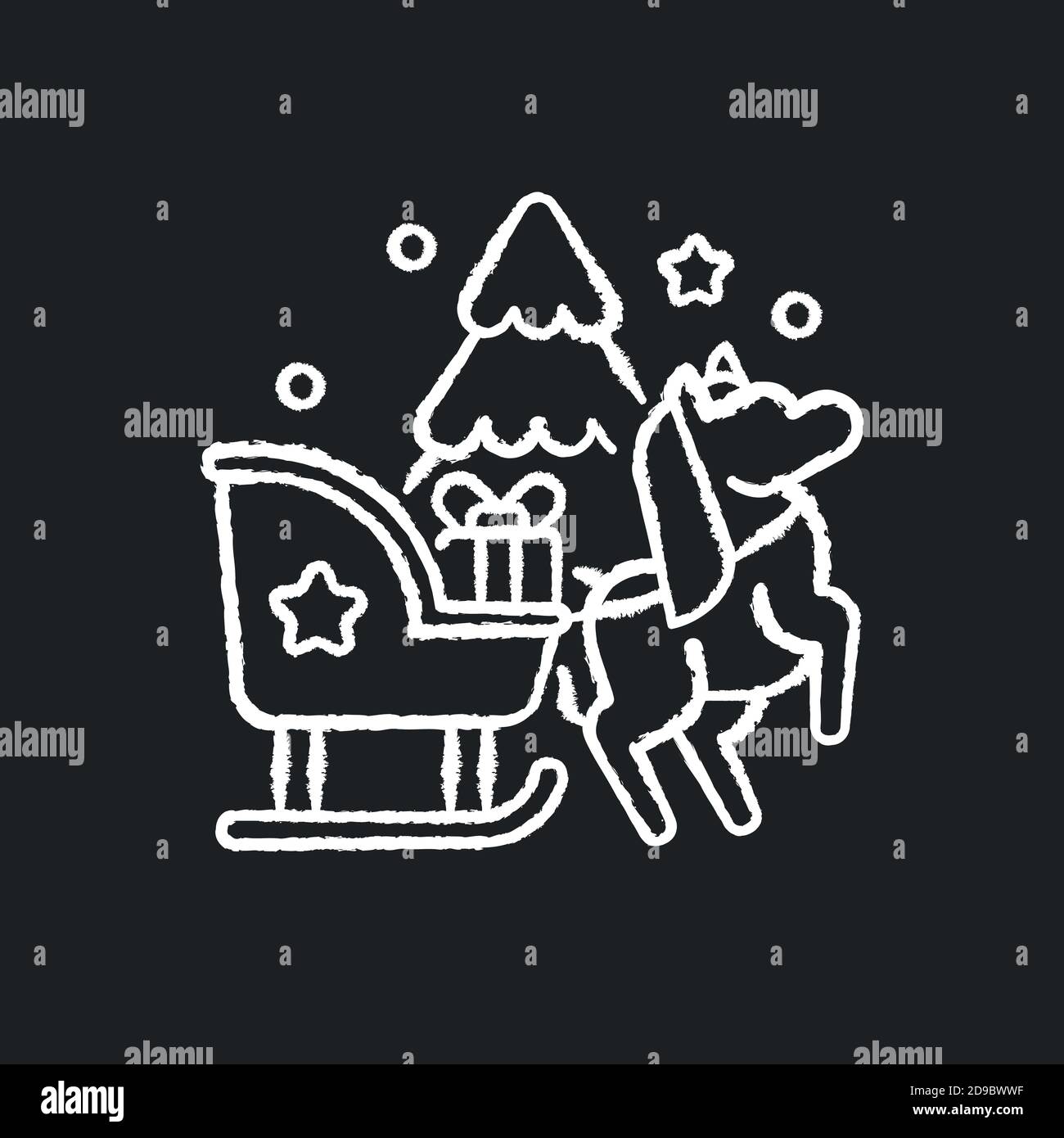 Santa sleigh and reindeer hand drawn Black and White Stock Photos ...