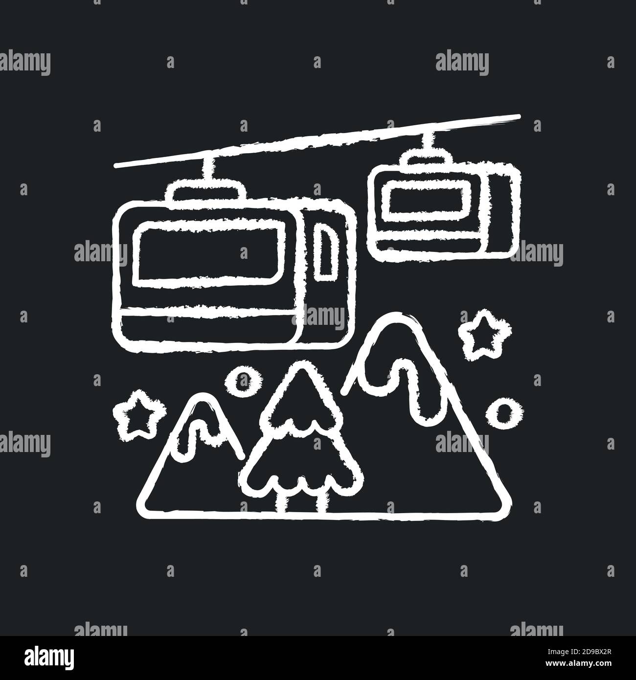 Cable railway chalk white icon on black background Stock Vector Image ...