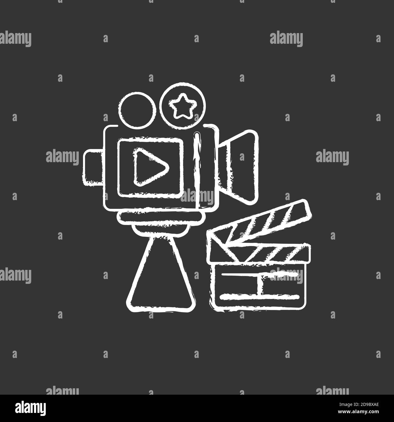 Cinema industry chalk white icon on black background Stock Vector Image ...