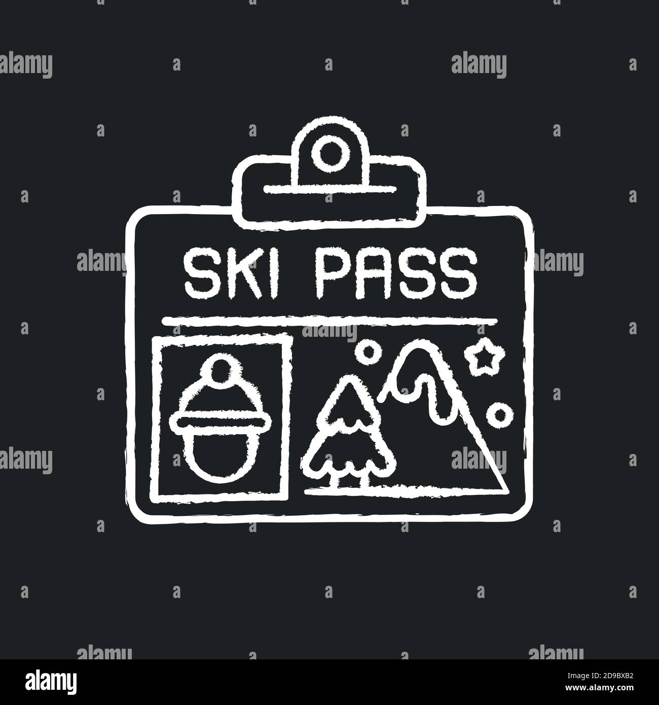 Ski pass chalk white icon on black background Stock Vector Image & Art ...