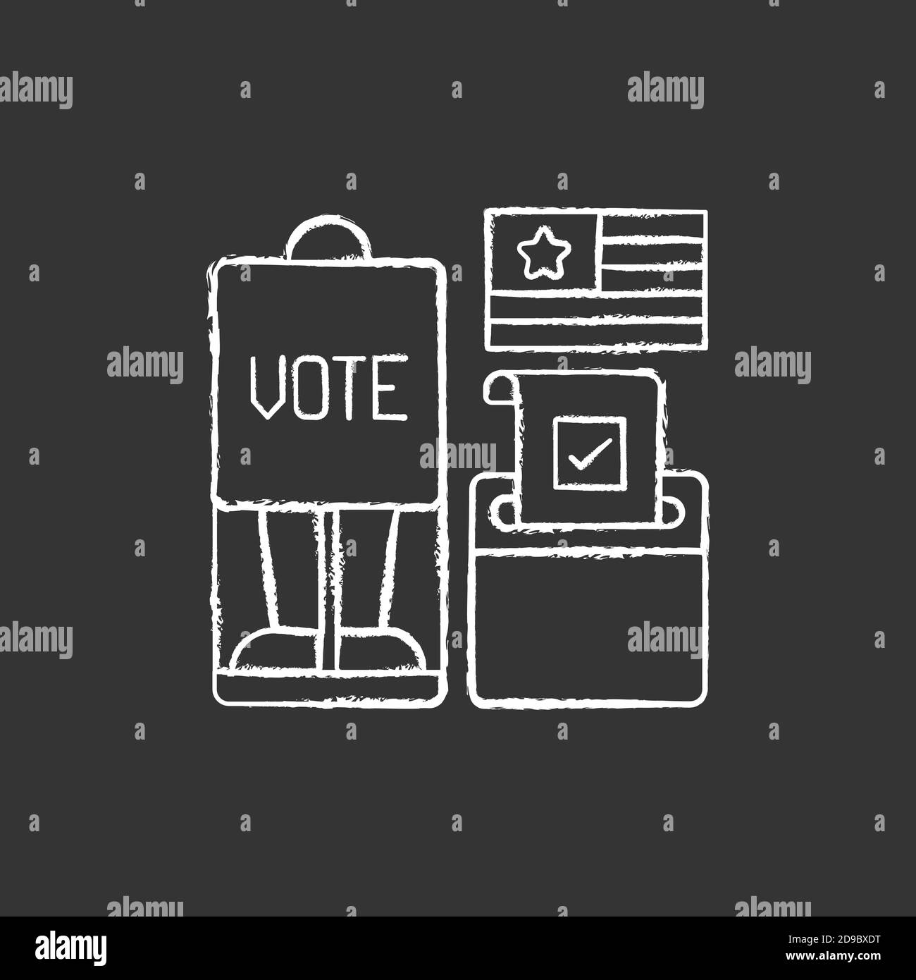 Voting booth chalk white icon on black background Stock Vector Image ...