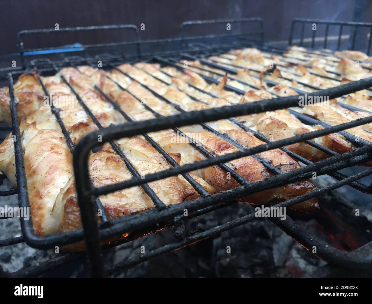 barbecue meat on hot coals cooked in a grill Stock Photo - Alamy
