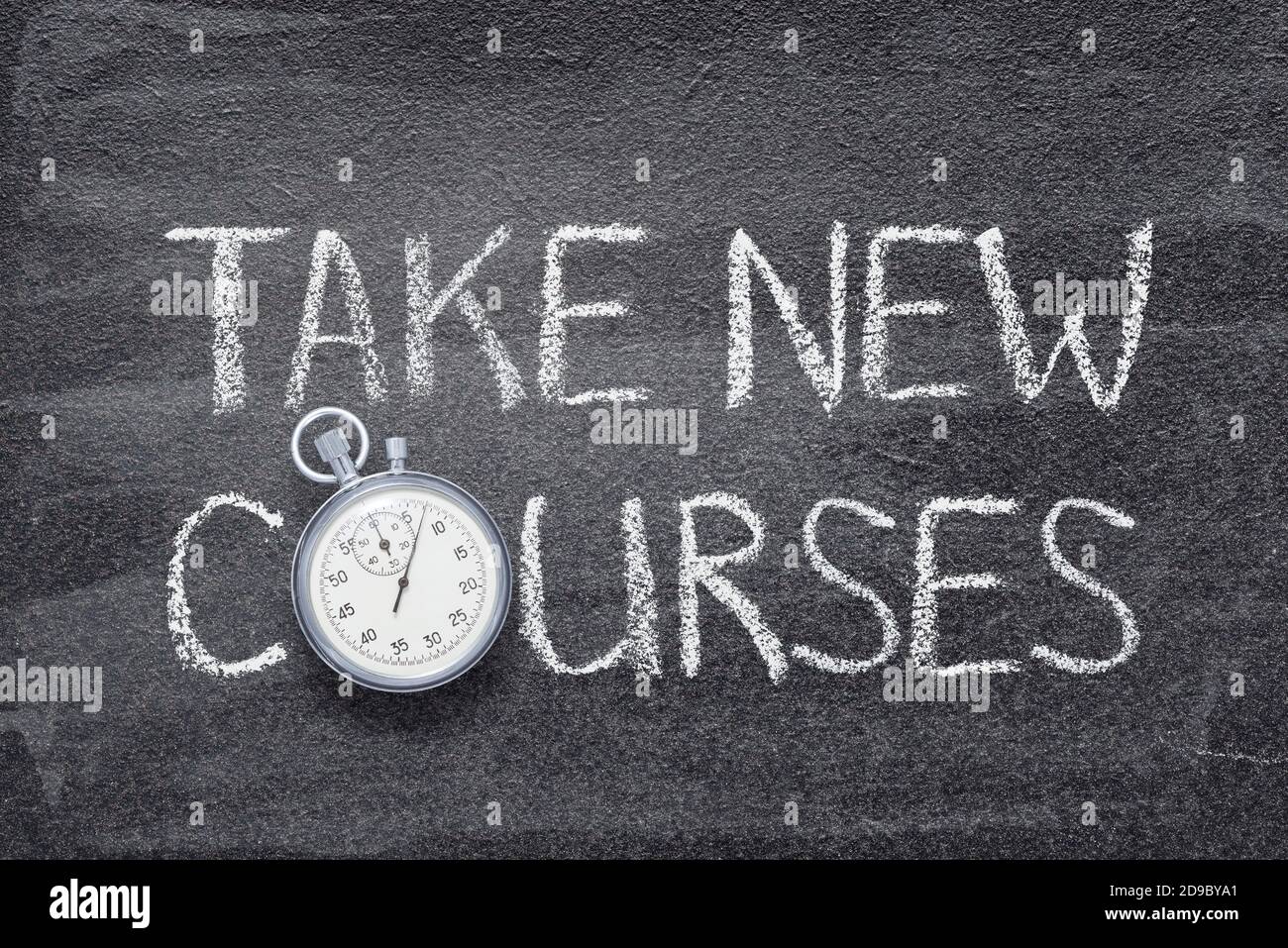 take new courses phrase written on chalkboard with vintage precise ...