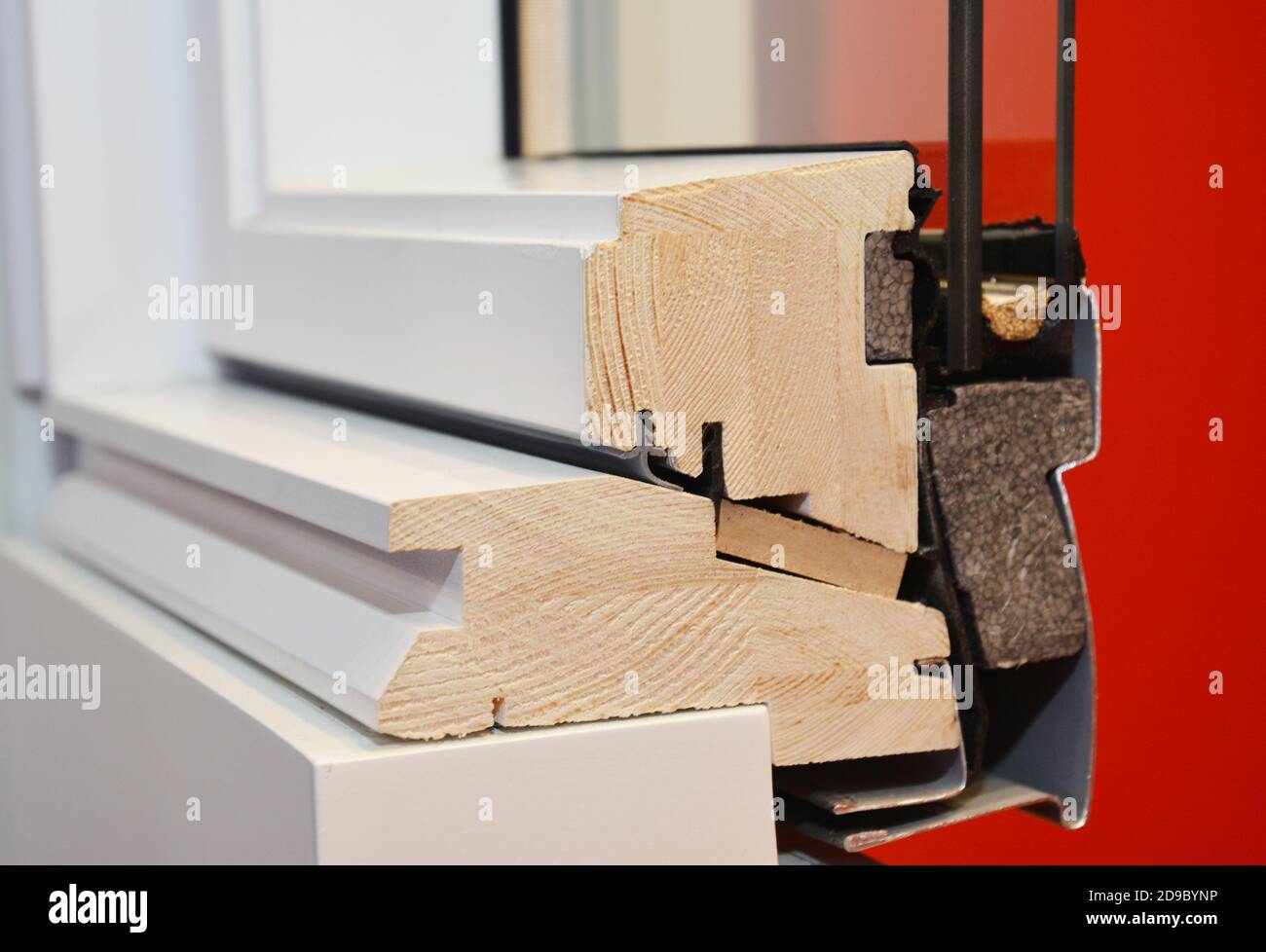 Wooden window frame profile. Energy efficient wooden window cross ...