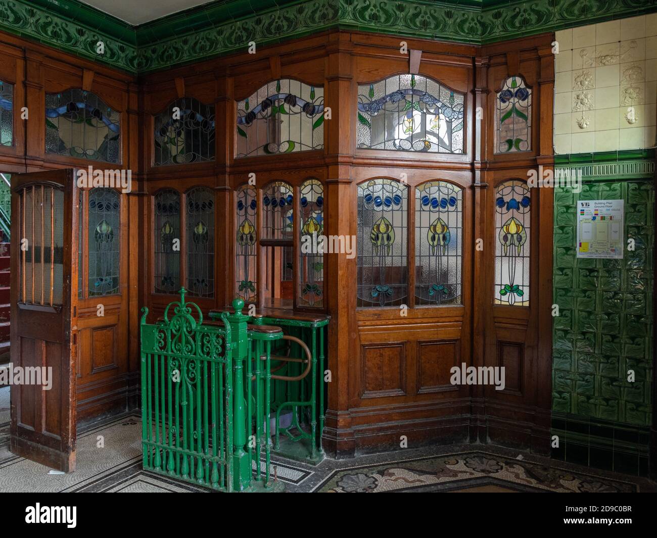 Ticket office and turnstile,Victoria Baths, Manchester Stock Photo - Alamy