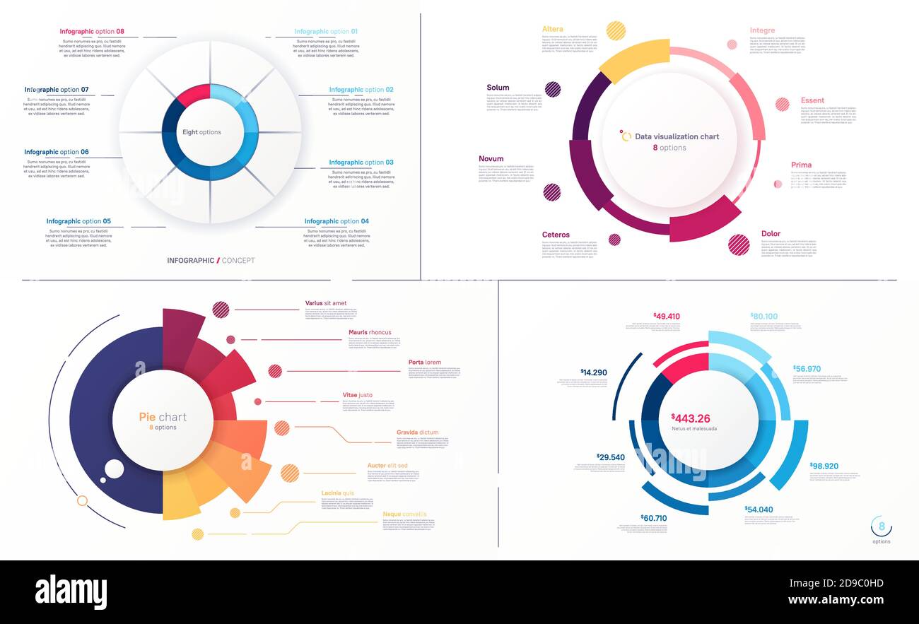 Set of vector circle chart designs, modern templates for creating ...