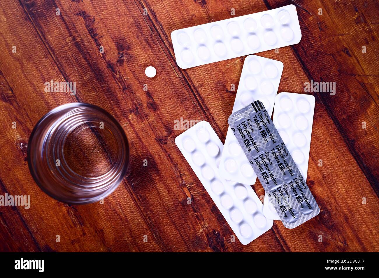 Blister packs of prescription drug Dihydrocodeine an opioid analgesic ...