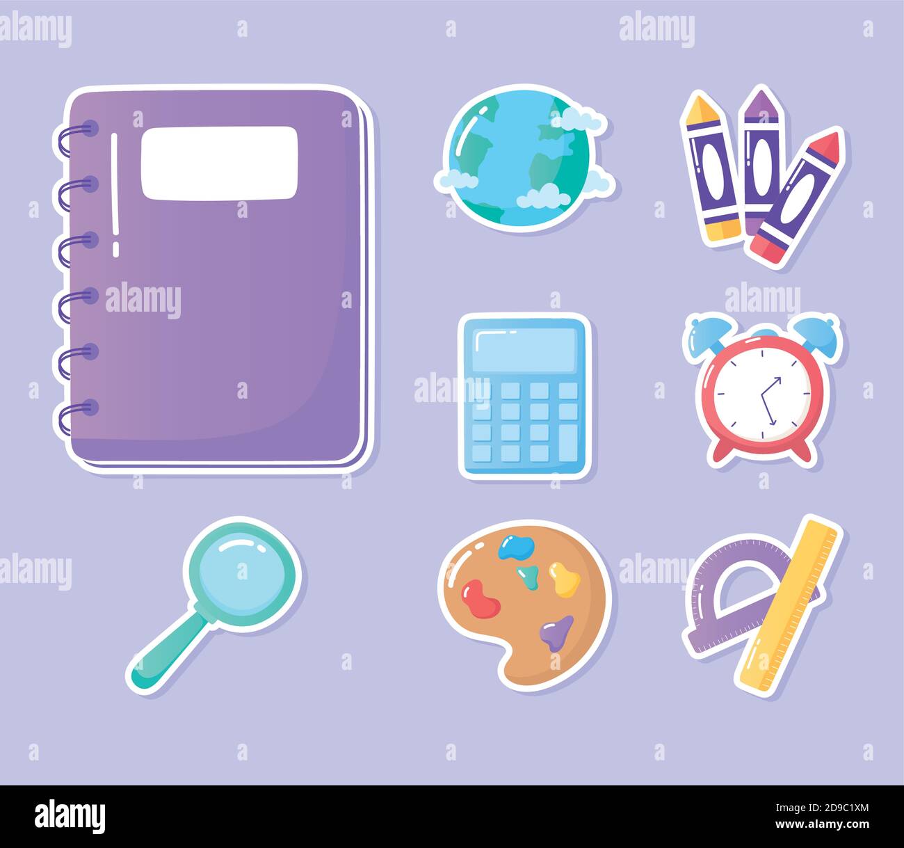 education notebook calculator ruler protractor crayons school ...