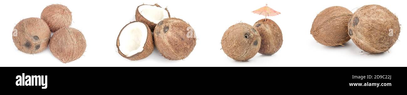 Set of coconut isolated on a white background cutout Stock Photo - Alamy