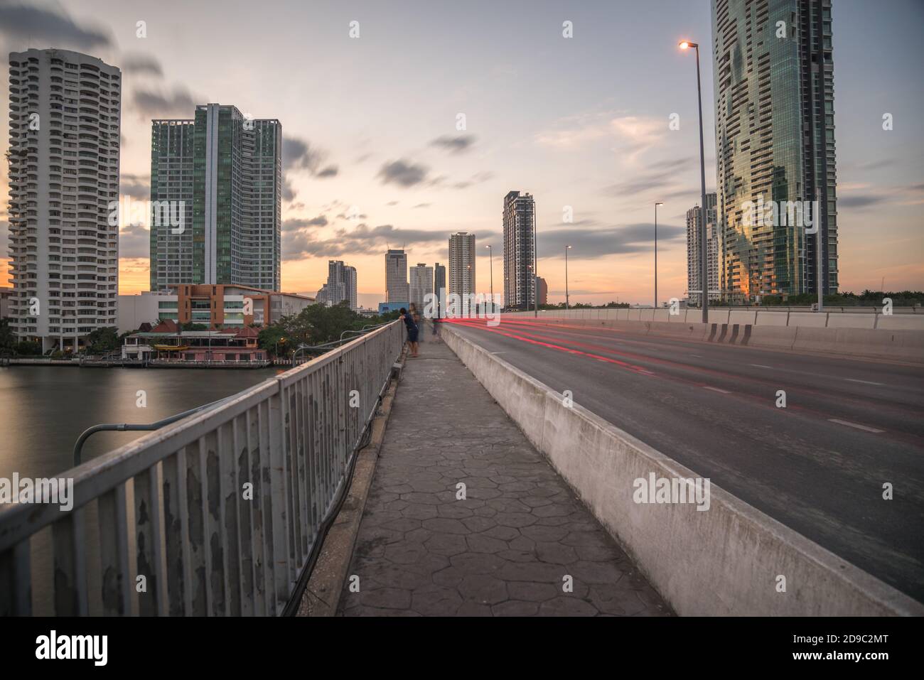 Taksin Bridge Crossing the Chao Phraya River in Bangkok, Thailand at ...