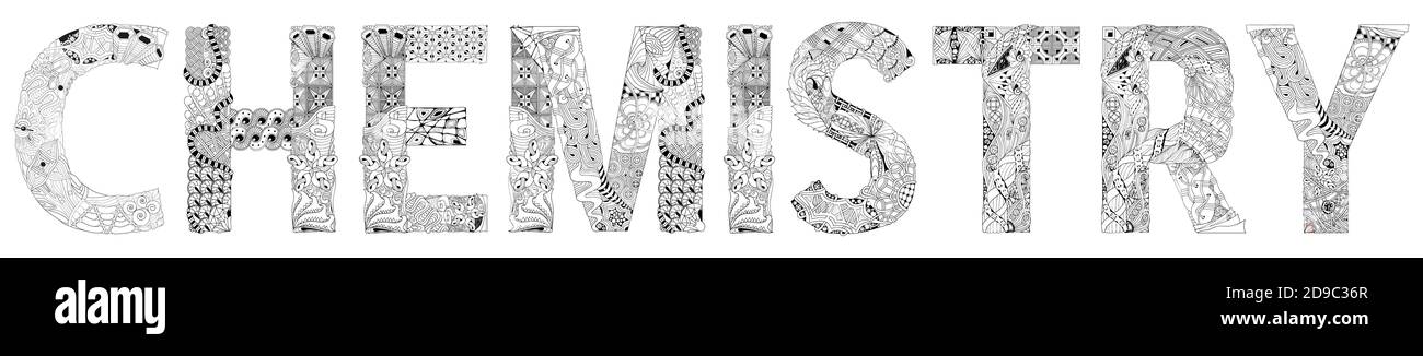 Word Chemistry. Vector zentangle object for coloring Stock Vector Image ...