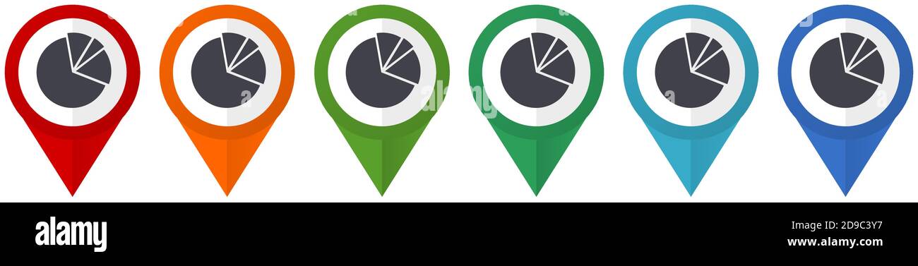 Diagram vector pointers, set of colorful flat design icons isolated on ...