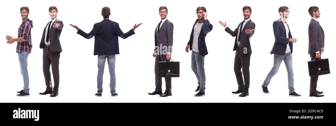 panoramic photo collage engineer architect isolated on white Stock ...