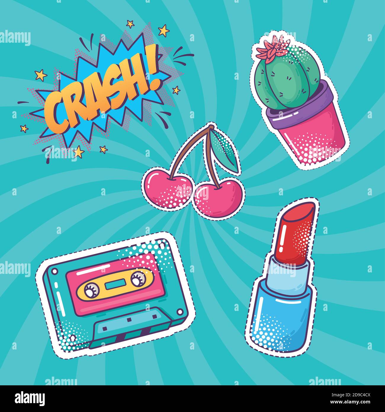 pop art element sticker icon set, vector illustration Stock Vector ...