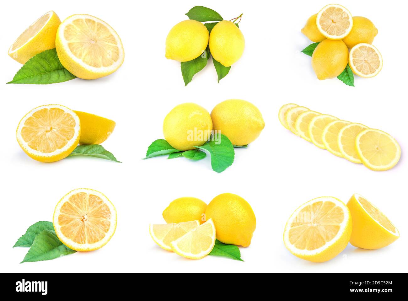 Group of lemons isolated on a white background cutout Stock Photo - Alamy