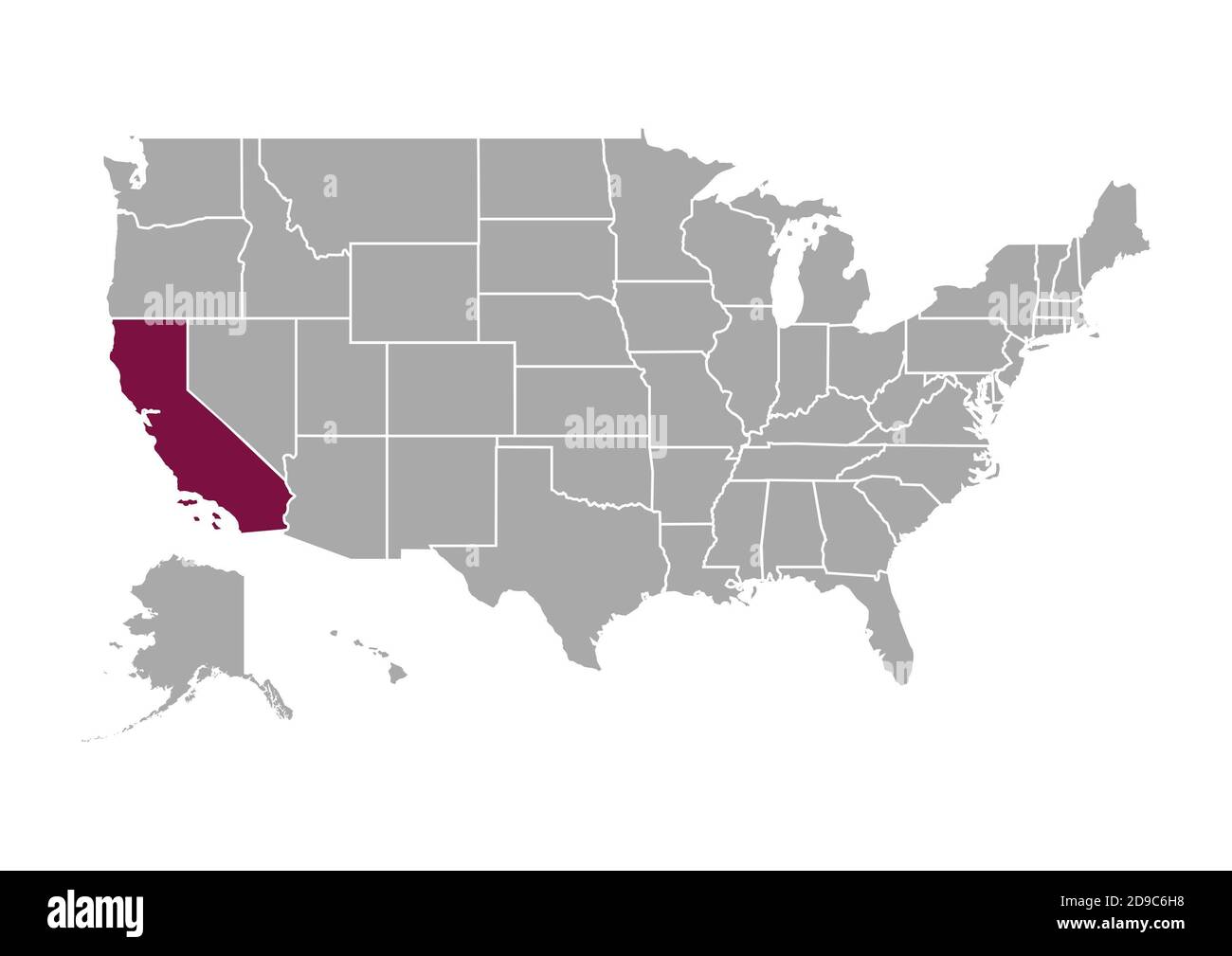 Map of California compared to the other United States of America Stock ...