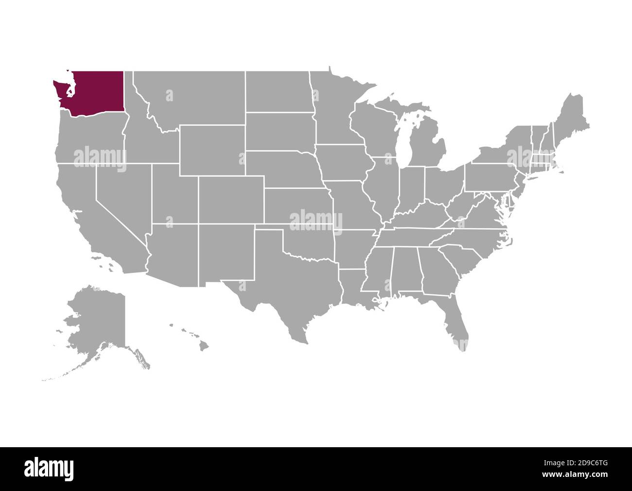 Map of Washington compared to the other United States of America Stock ...