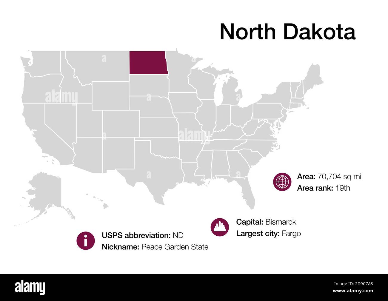 Map of state with political demographic information and biggest cities ...