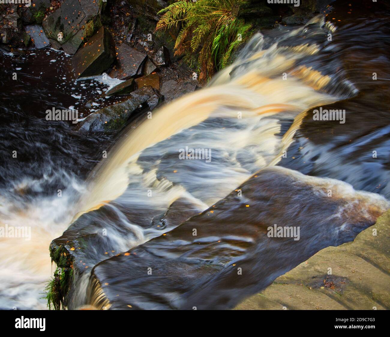 The force of nature depicted by moving water at Lumb Falls Stock Photo ...