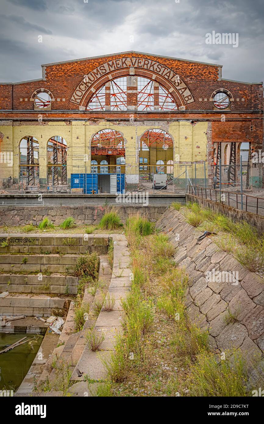 MALMO, SWEDEN - AUGUST 21, 2020: The abandoned and dusused kockums ...