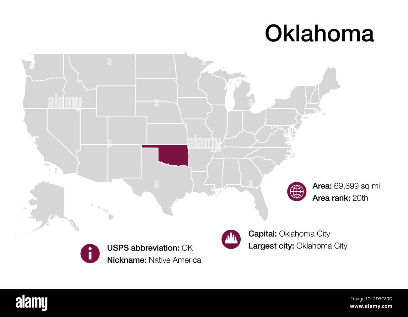 Map of state with political demographic information and biggest cities ...