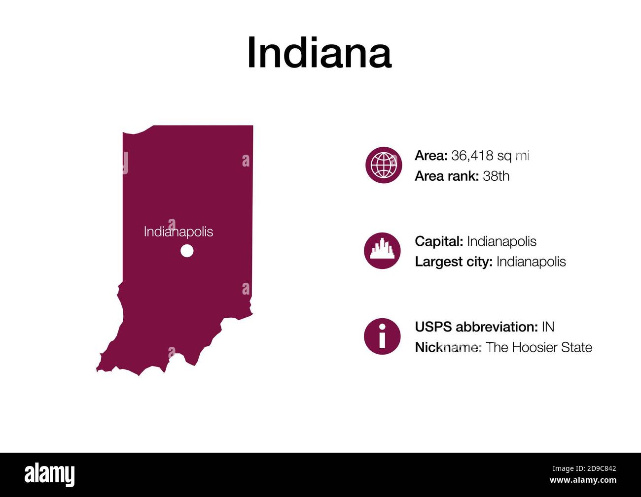 Map of state with political demographic information and biggest cities ...
