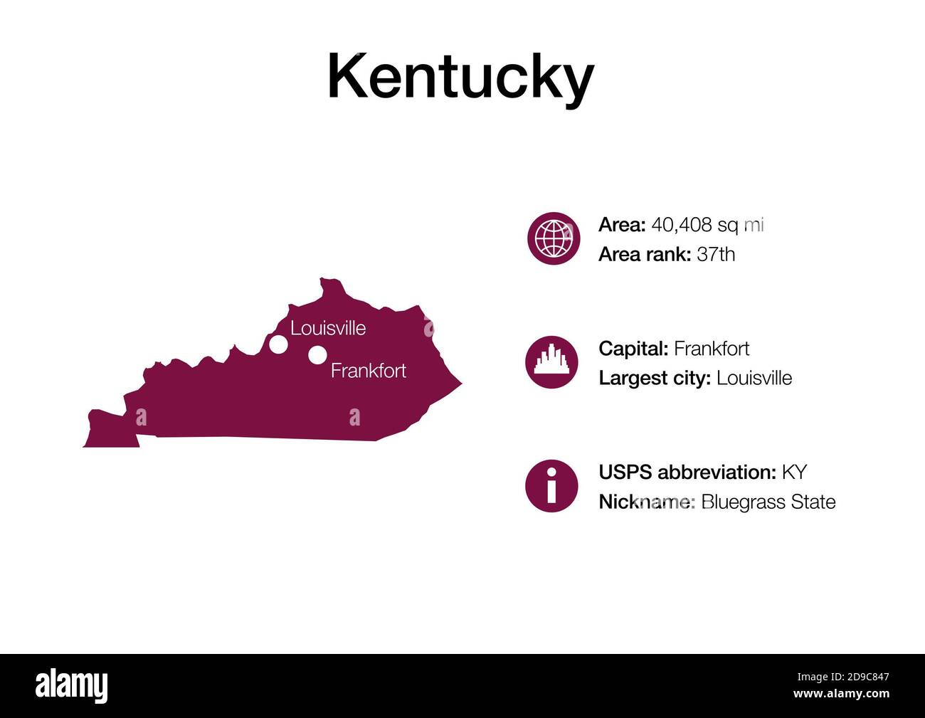 Map of state with political demographic information and biggest cities ...