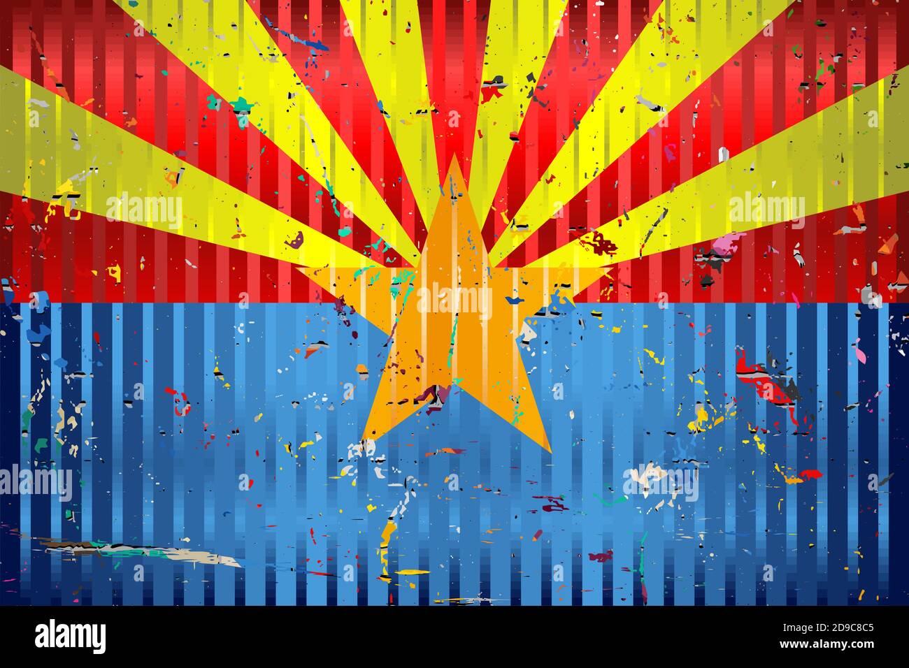 Arizona flag with color stains - Illustration, Three dimensional flag ...
